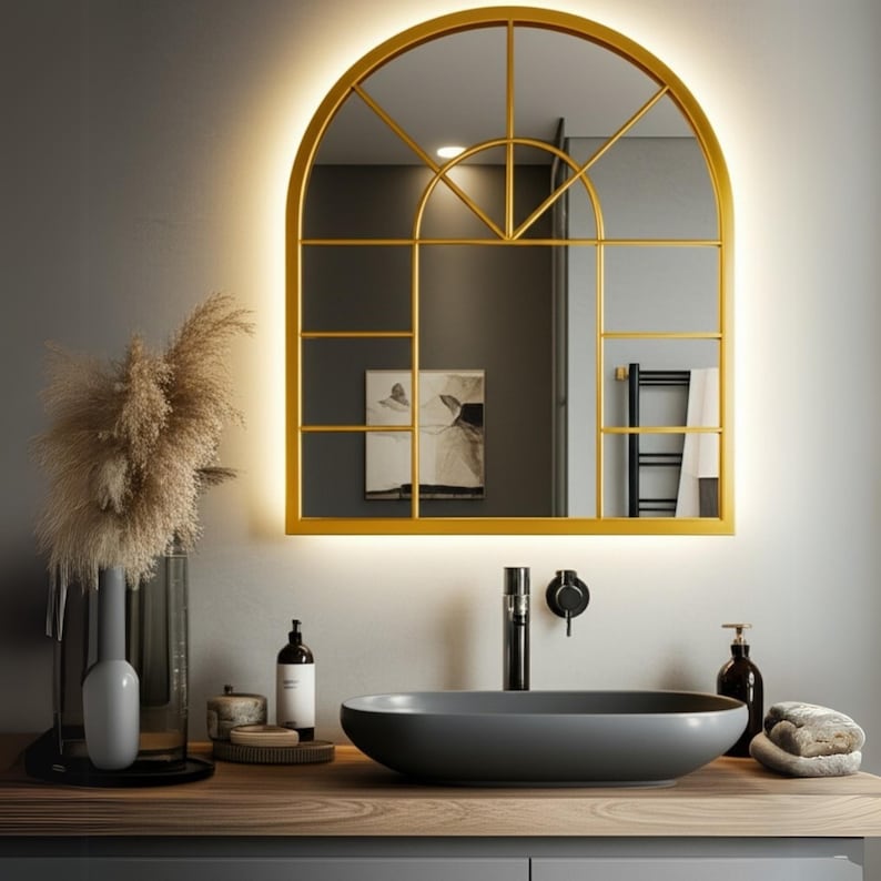 Arch Window LED Mirror: Modern Backlit Bathroom Decor - Etsy
