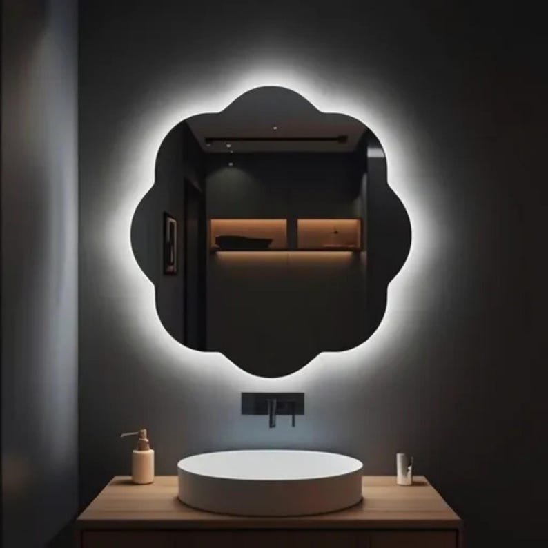 Asymmetrical Led Mirror Led Lights Mirror Irregular Bathroom Vanity ...