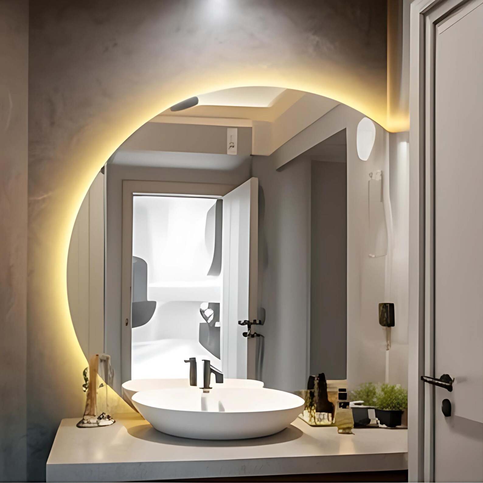 Radius Mirror - Half Circle Led Bathroom Mirror - Semi Circle Washbasin ...