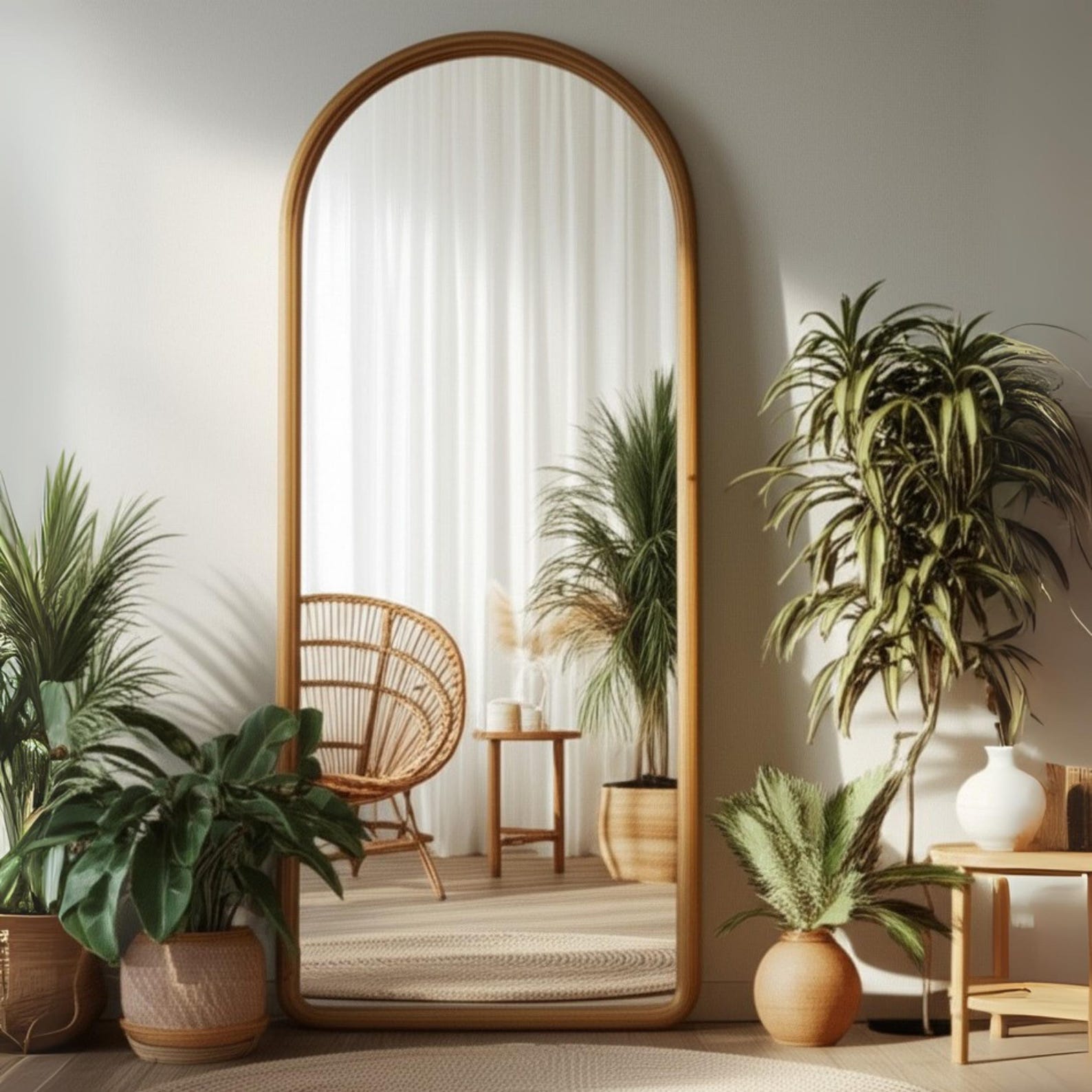 Asymmetrical Walnut Wood Full Length Mirror: Mid Century Modern Arch - Etsy