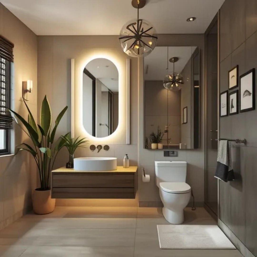 Oval LED Bathroom Mirror Vanity Mirror With Lights Pill Shaped Mirror ...