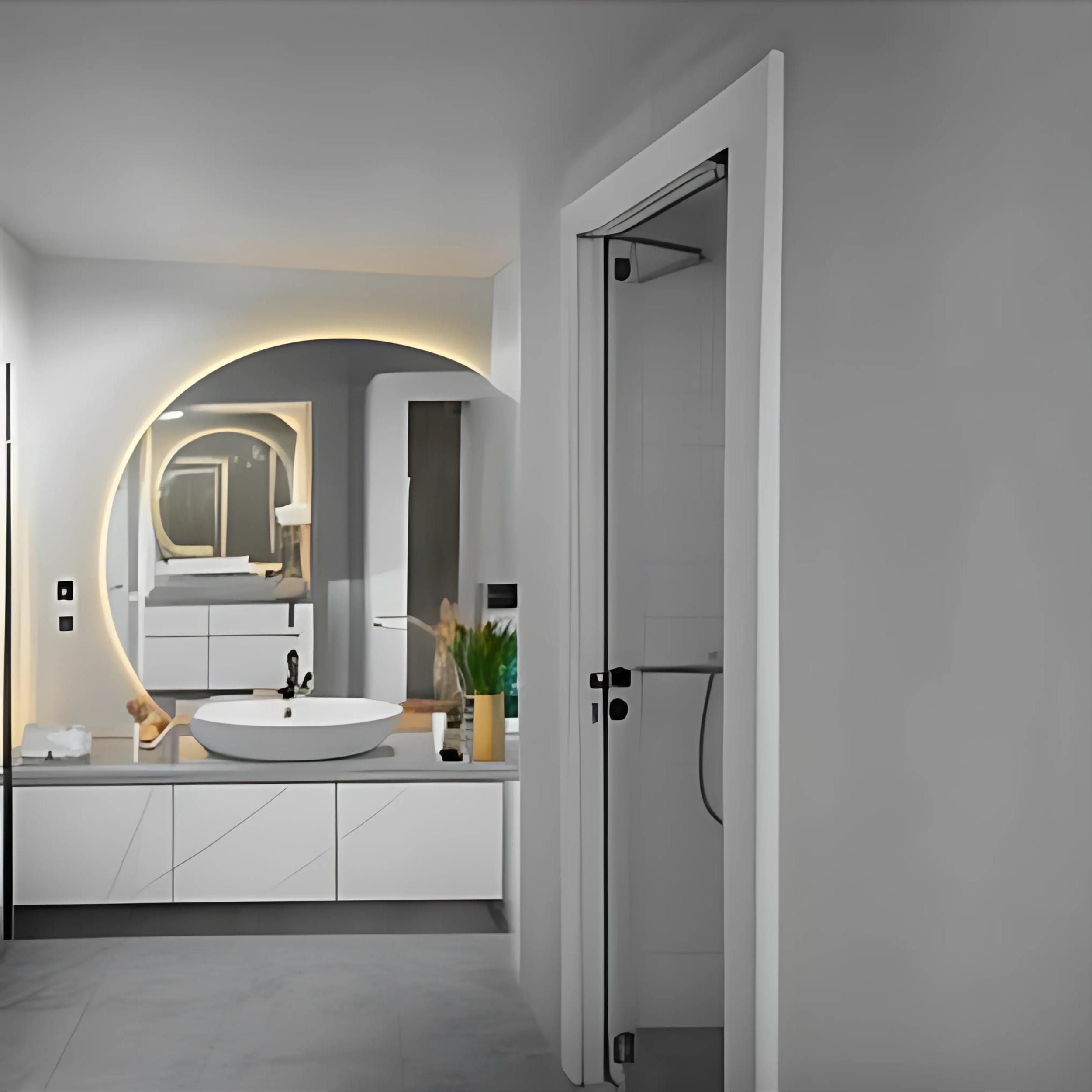 Radius Mirror - Half Circle Led Bathroom Mirror - Semi Circle Washbasin ...