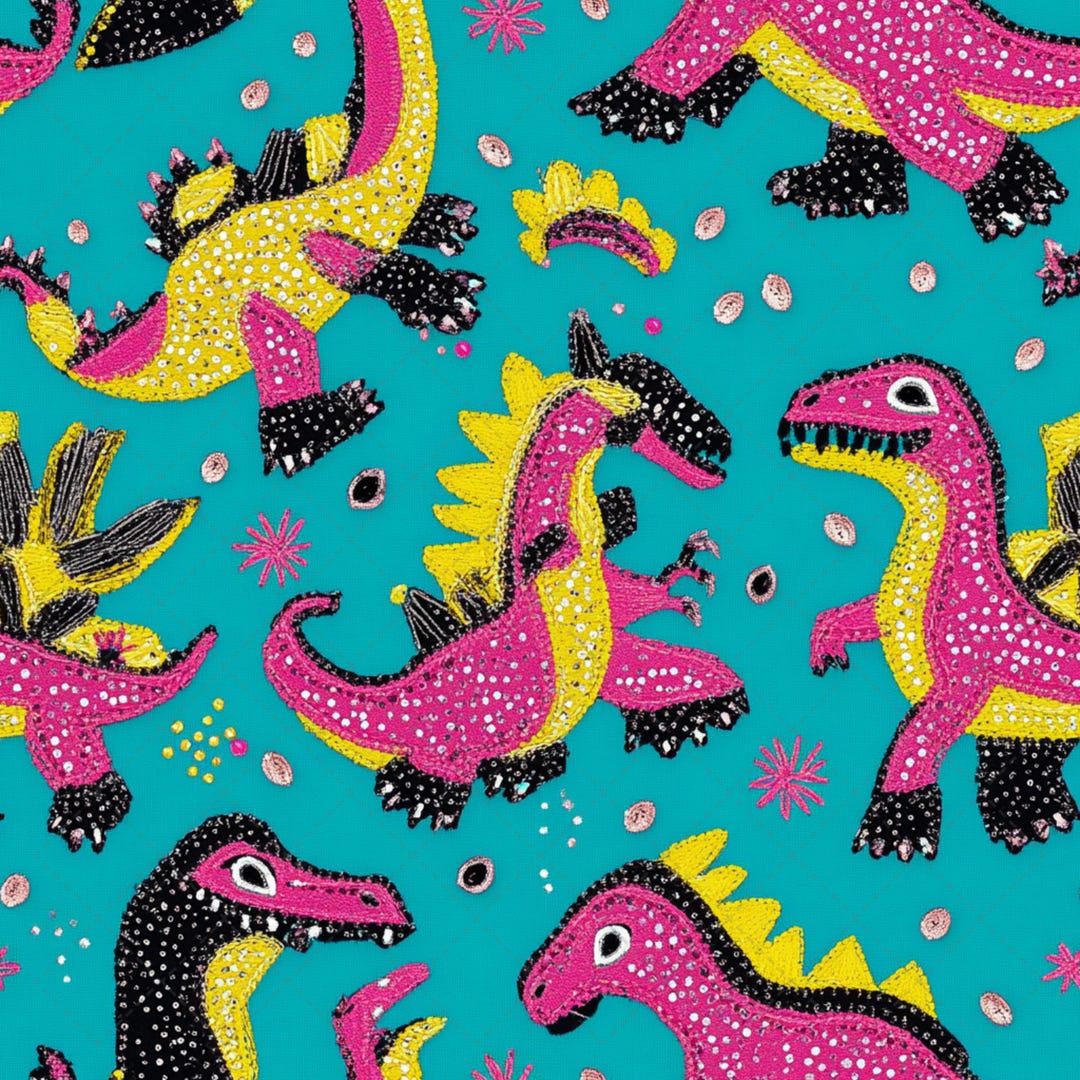 Sequin Dinosaur Pattern Seamless Repeating File for Kids Fabric ...