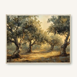 Olive Grove Landscape Oil Painting Sunlit Trees, Mediterranean Wall Art ...