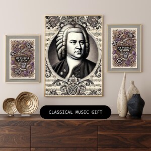 Johann Sebastian Bach Digital Art Print - Detailed Black & White Sketch ...