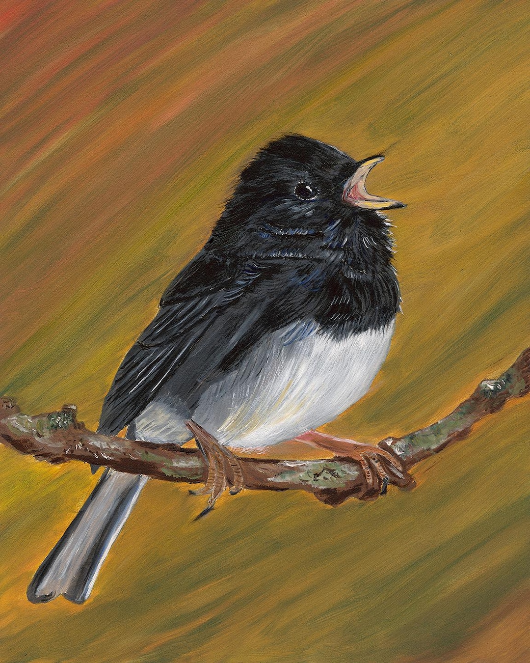 Dark-eyed Junco ORIGINAL Oil Painting, Bird Art, Hand Painted Bird - Etsy