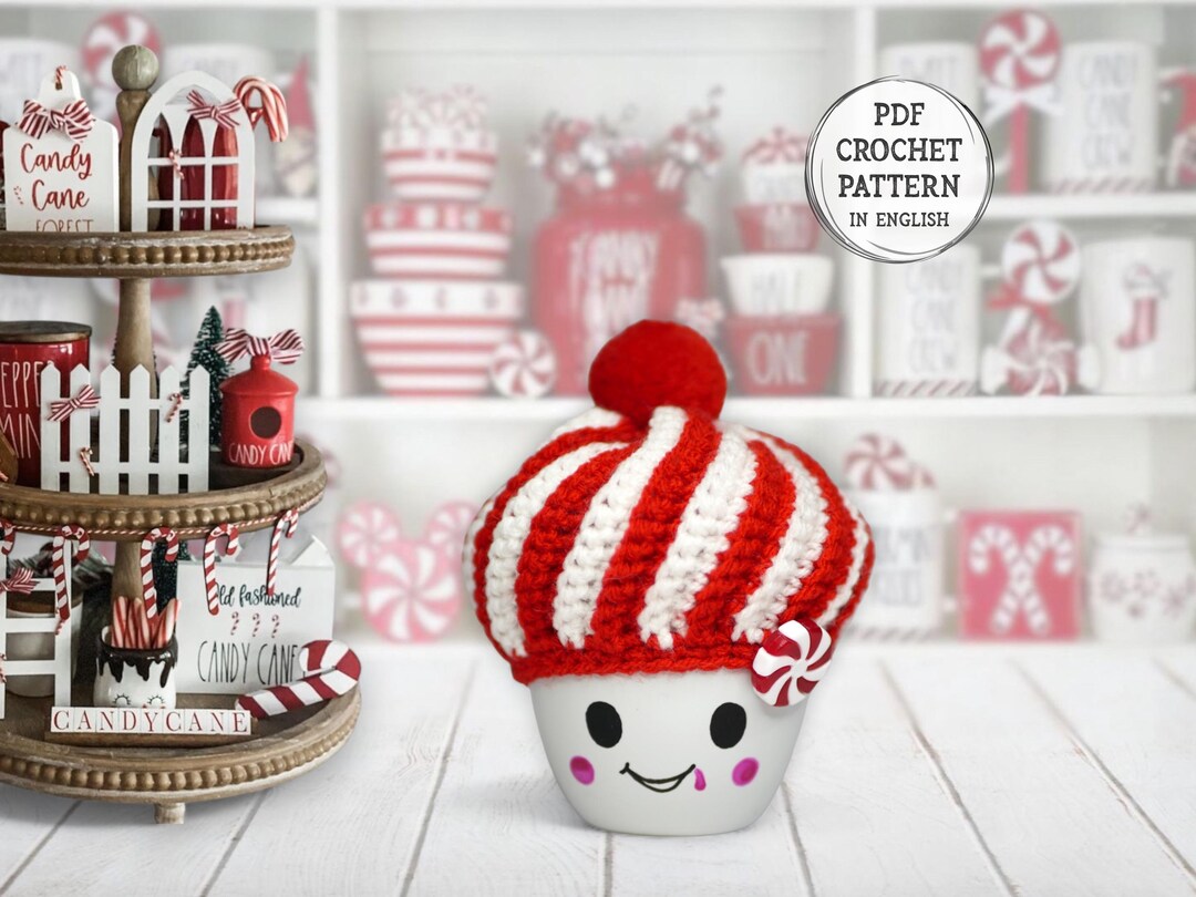 Marshmallow Mug Hat Crochet Pattern – Peppermint Swirl Candy • Cup Cap ...