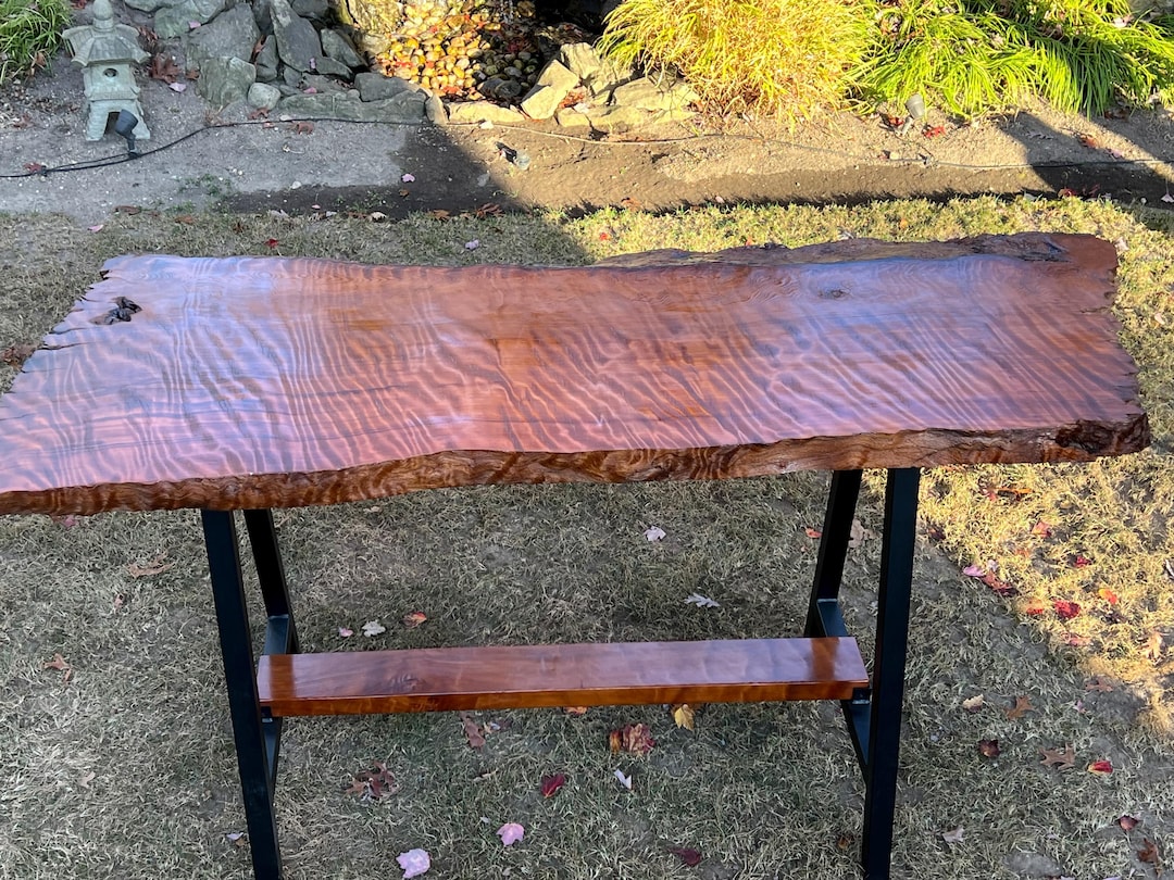 Live Edge Redwood Slab Bar Height Table - Etsy