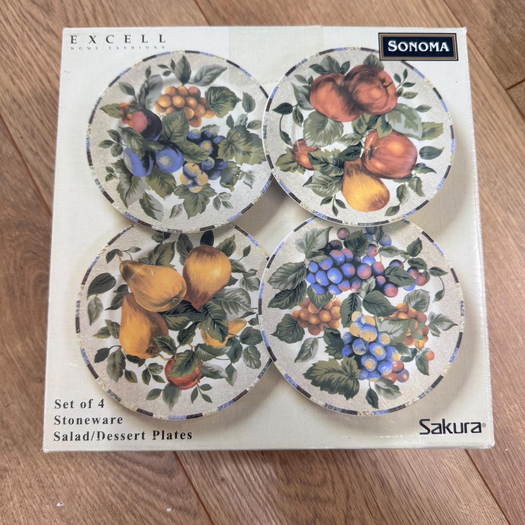 Sakura Oneida Excell SONOMA Stoneware Mixed Pattern, 8" Salad Plates ...