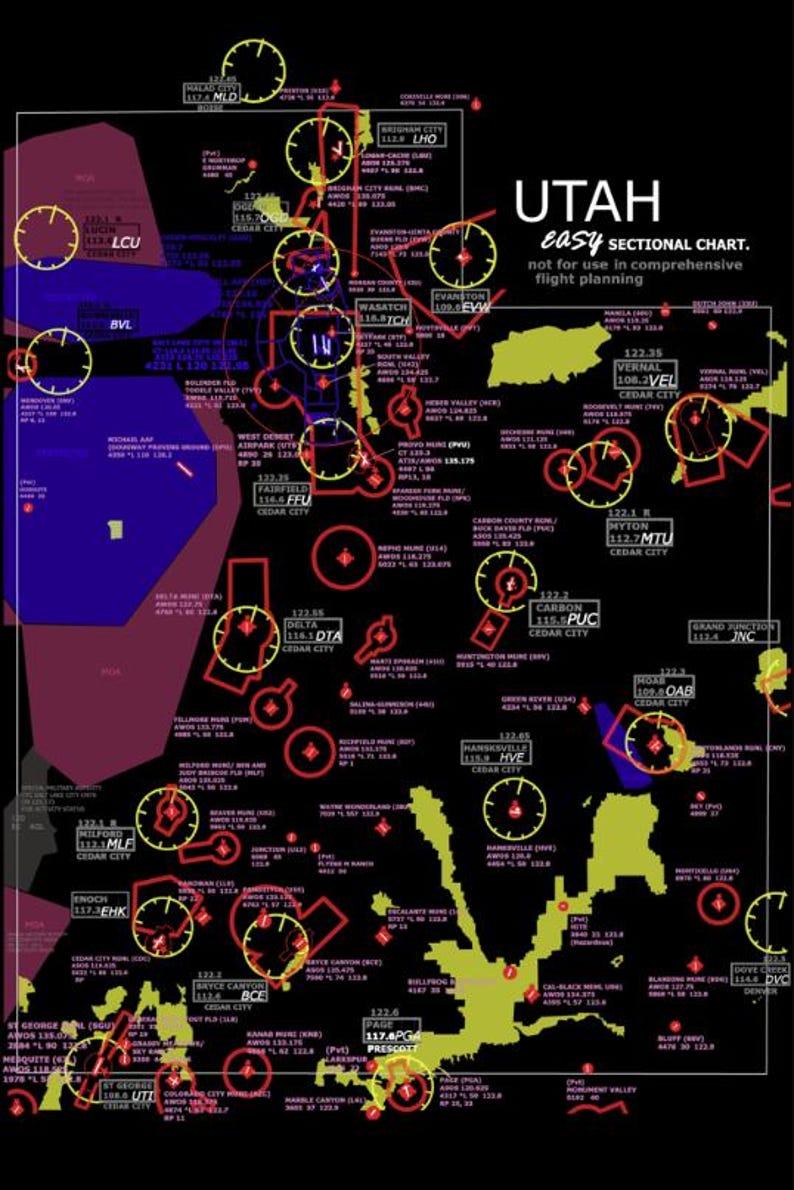 Utah Sectional Chart Blackout - Etsy