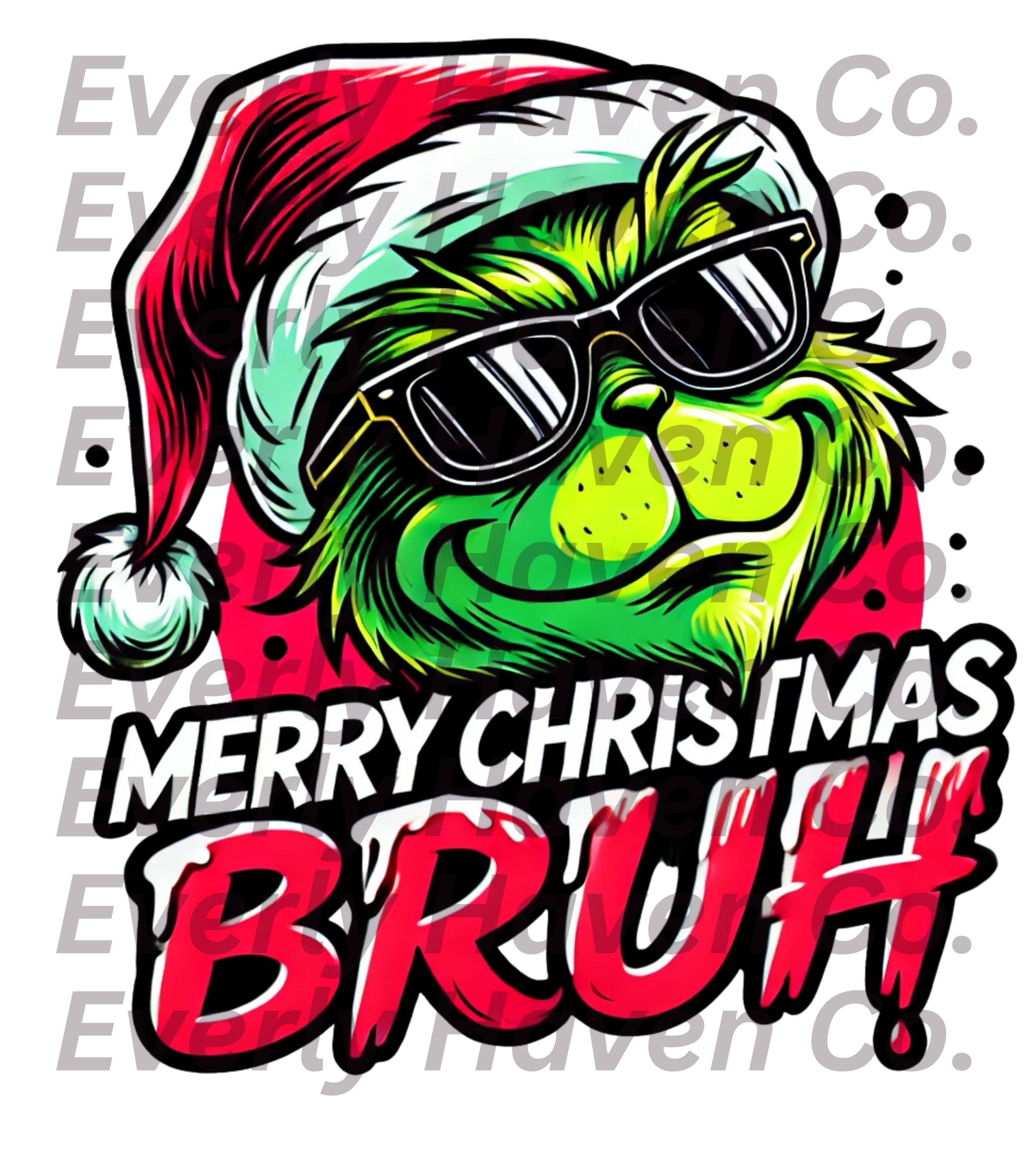 Grinch-inspired merry Christmas Bruh Design Fun Holiday Artwork - Etsy