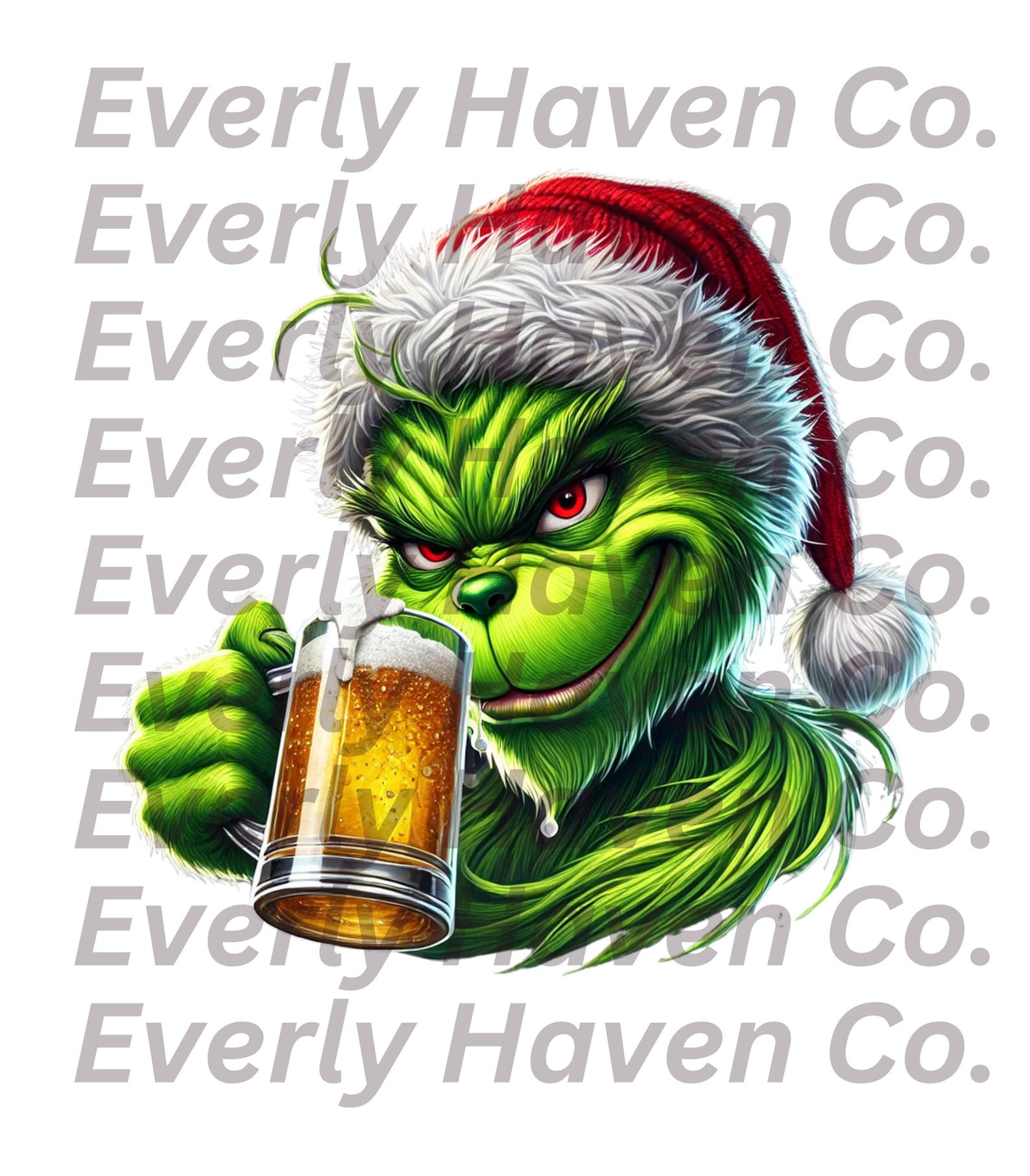 Grinch-inspired “beer-drinking Grinch” Design | Fun Holiday Artwork - Etsy