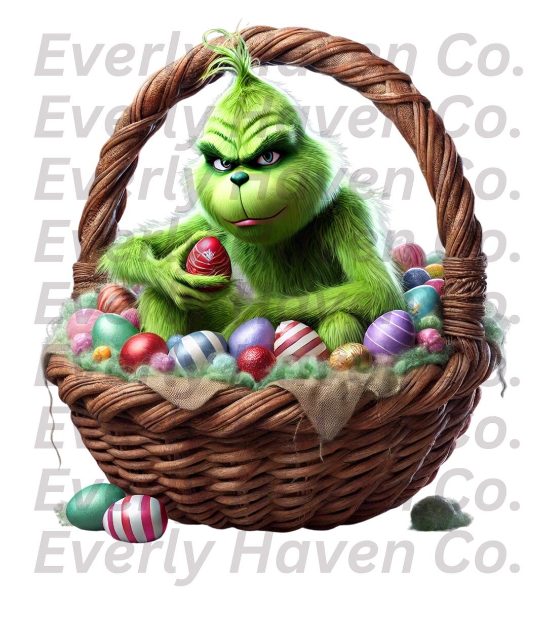 Realistic Grinch in Easter Basket - Mischievous Green Character With ...