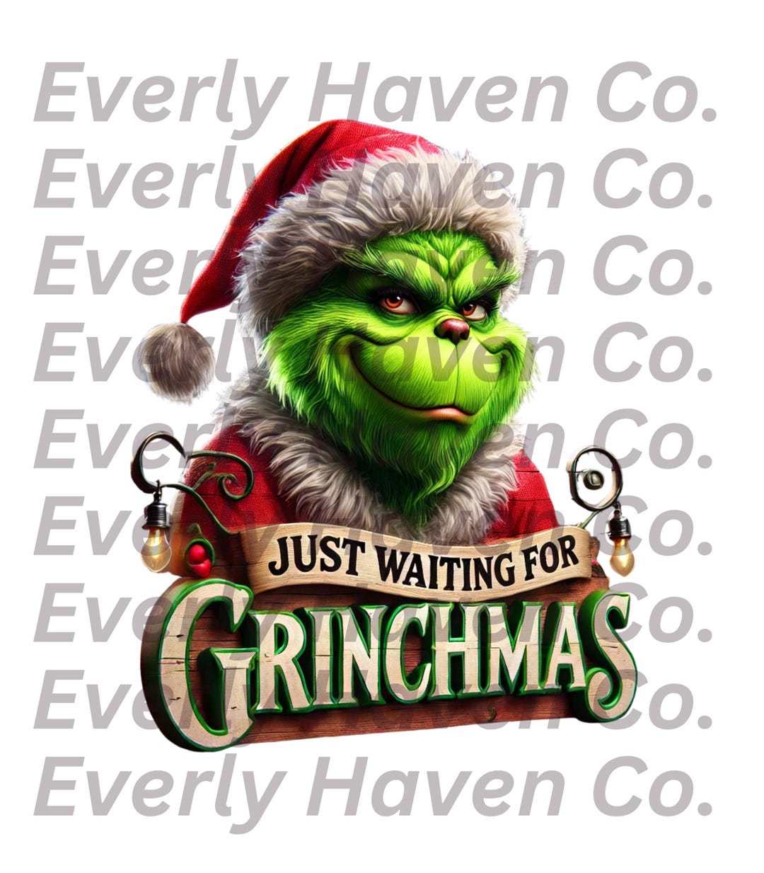 Grinch-inspired just Waiting for Grinchmas Design Fun Holiday Artwork ...