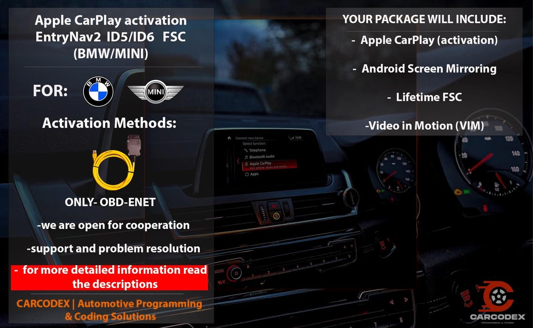Apple Carplay Activation Entrynav2 ID5/ID6 FSC (BMW/MINI) - Full ...