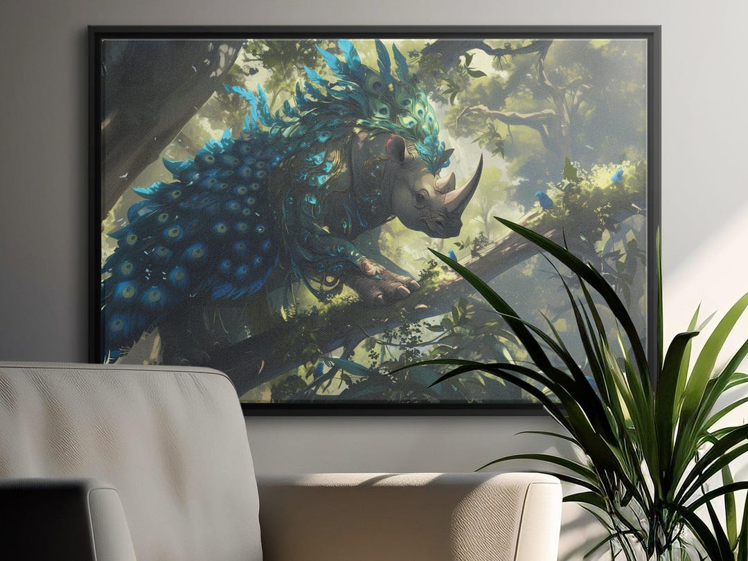 Rhinock Landscape Art Print for Digital Download, Hybrid Animal Art ...