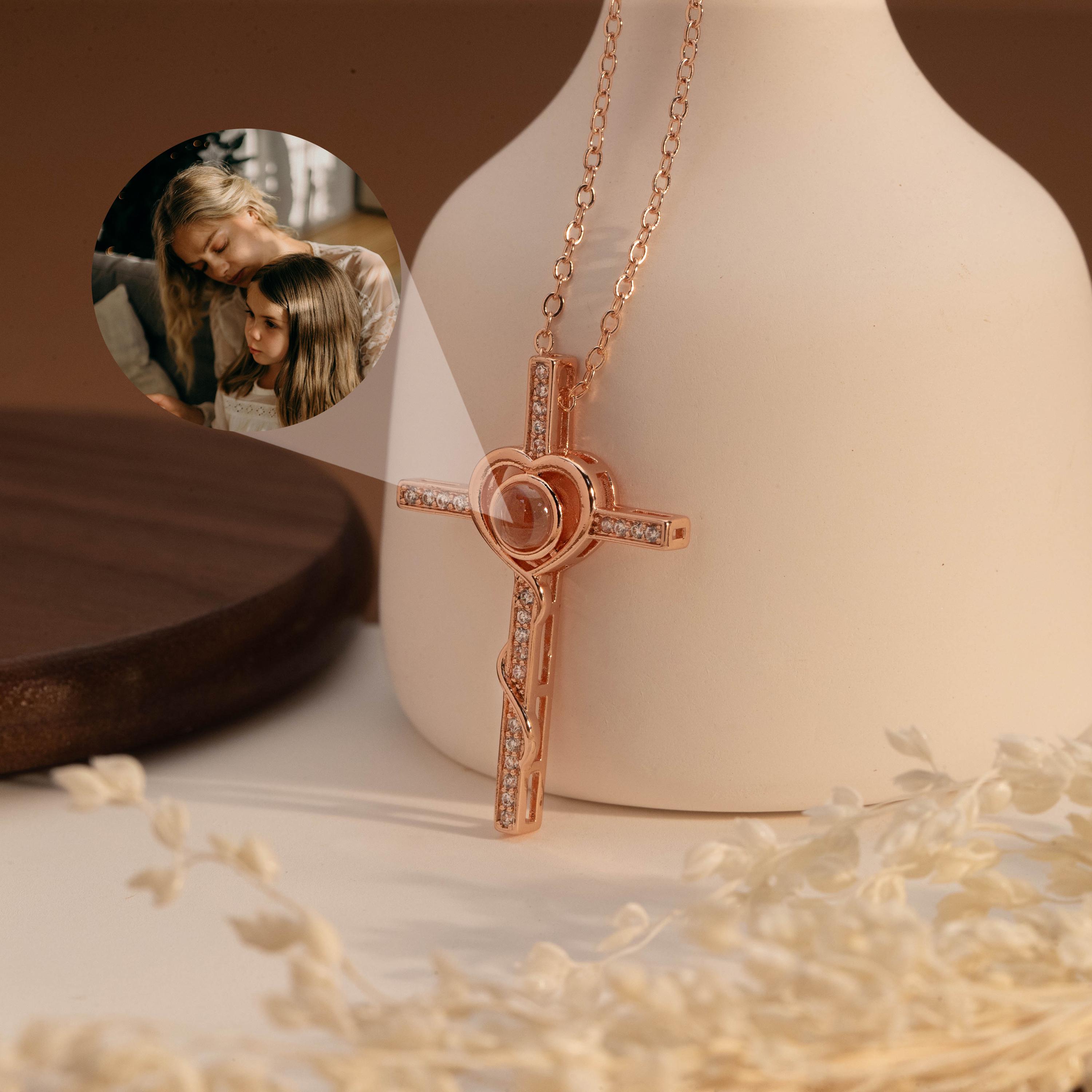 Photo Projection Necklace, Cross Photo Necklace, Cross Projection ...