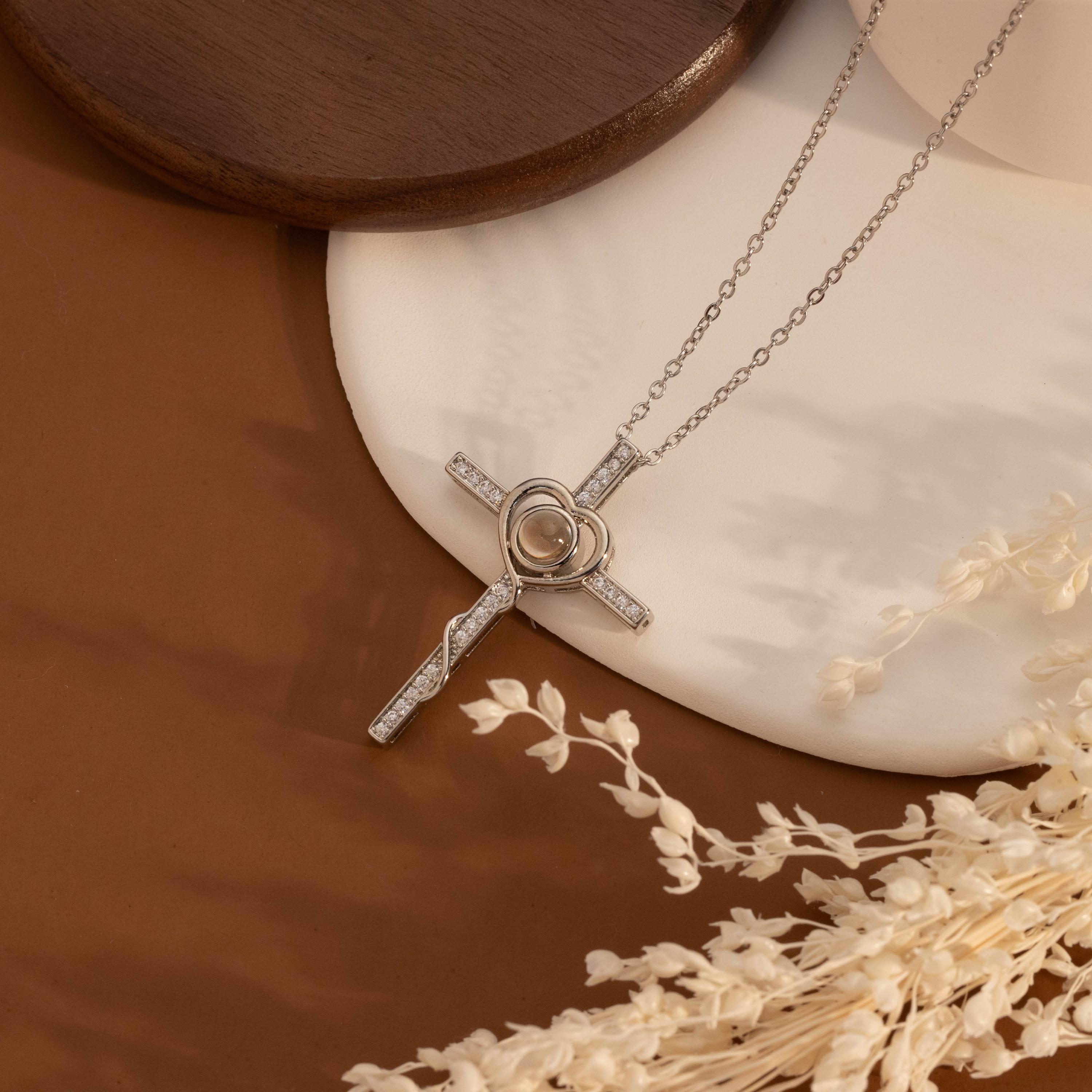 Photo Projection Necklace, Cross Photo Necklace, Cross Projection ...