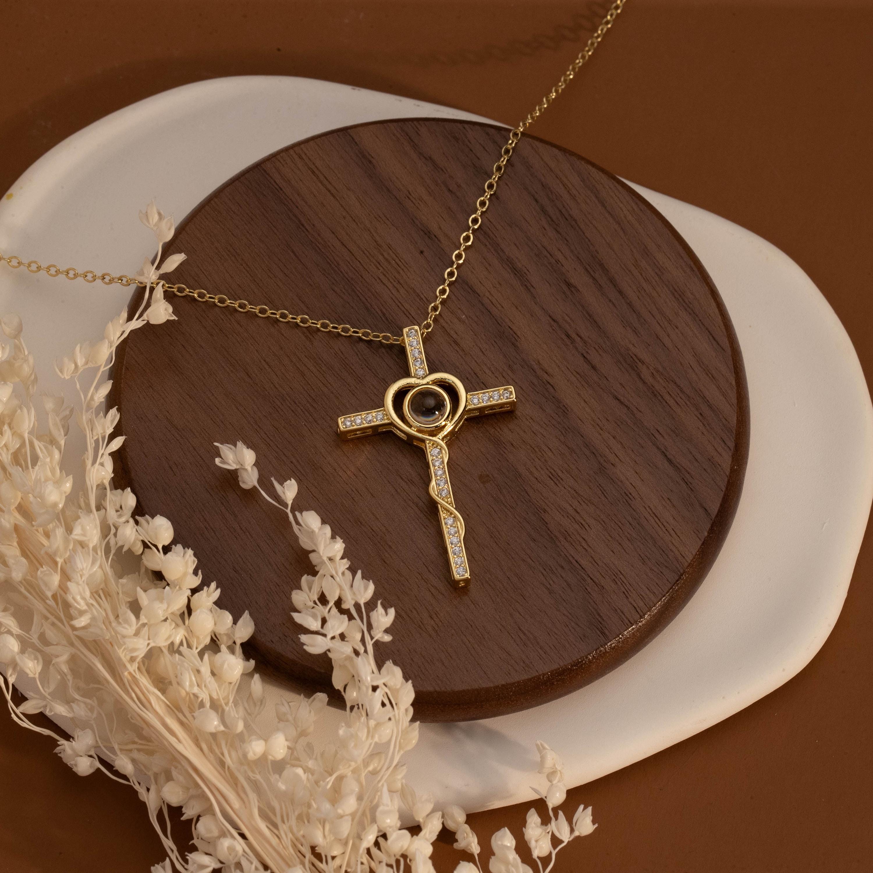 Photo Projection Necklace, Cross Photo Necklace, Cross Projection ...