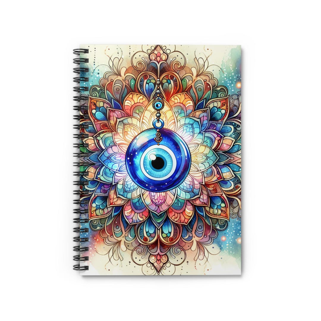 Magical Evil Eye Spiral Notebook - Ruled Lines, Colorful Mandala Art ...