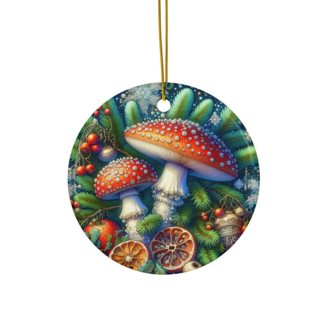 Whimsical Fly Agaric Mushroom Ceramic Ornament, Unique Christmas Decor ...