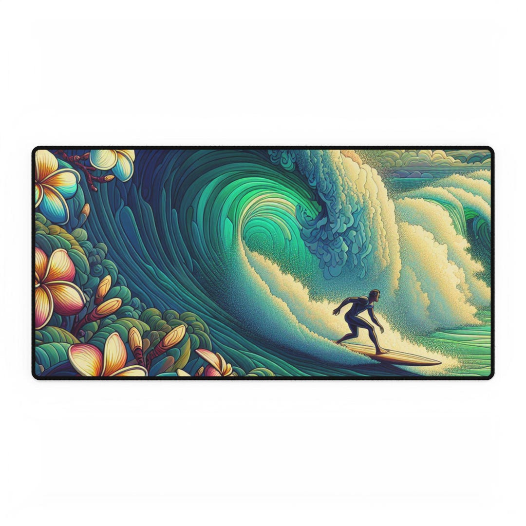 Surf-inspired Desk Mat, Vibrant Ocean Waves, Perfect for Home Office ...
