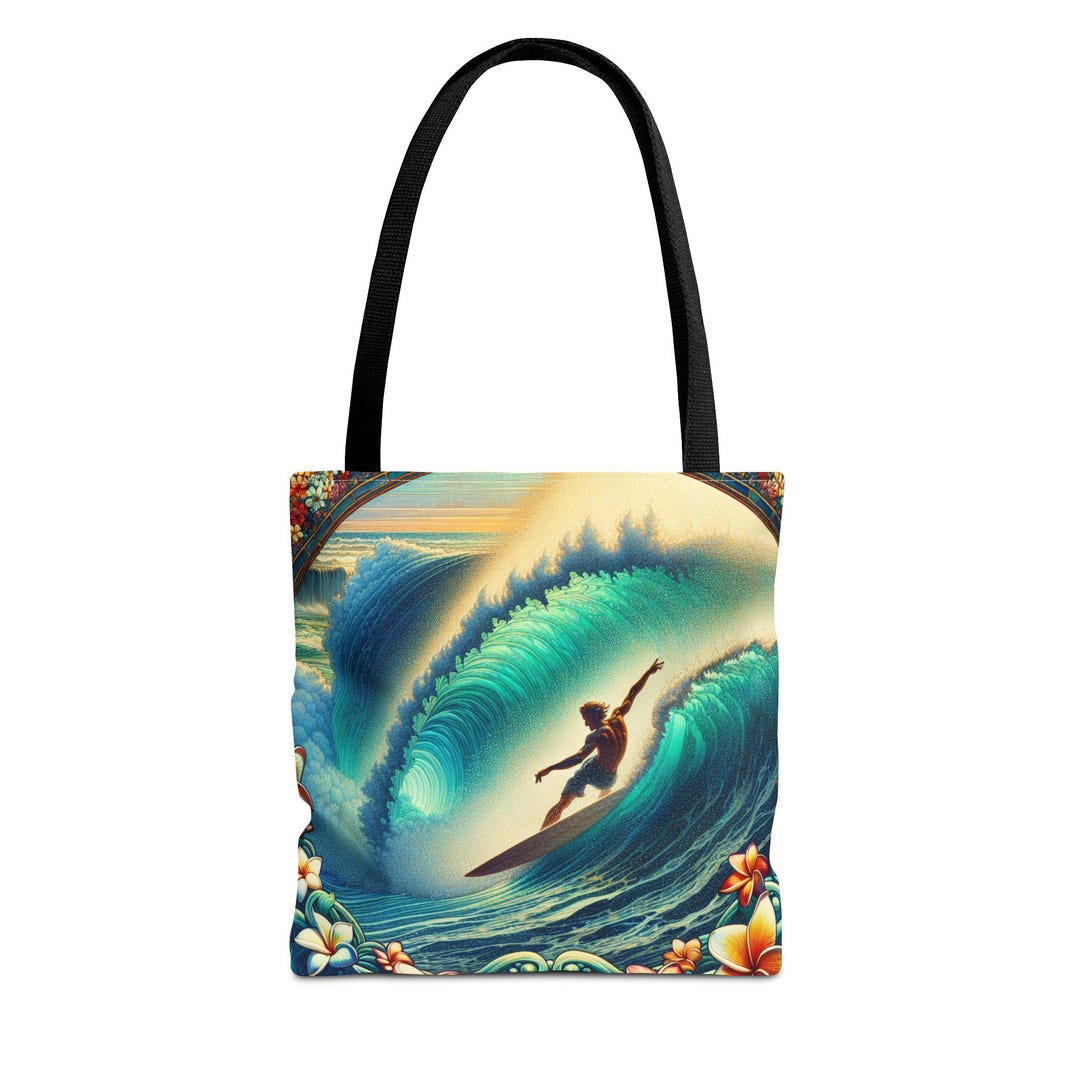 Surf Vibe Tote Bag, Boho Beach Bag, Eco-friendly Grocery Bag, Surfing ...