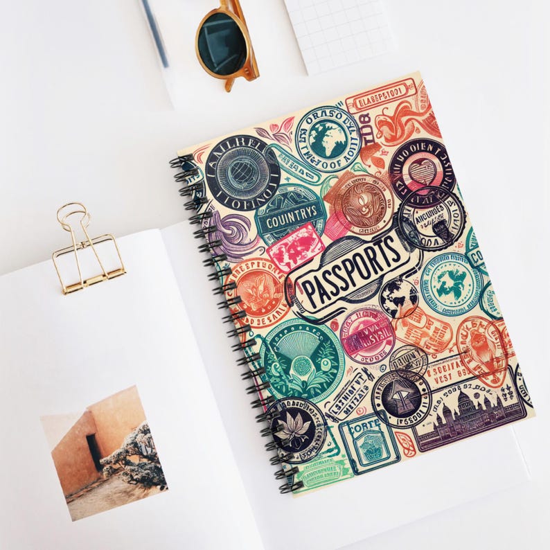 Vintage Travel Spiral Notebook - Ruled Line, Travel Journal, School ...