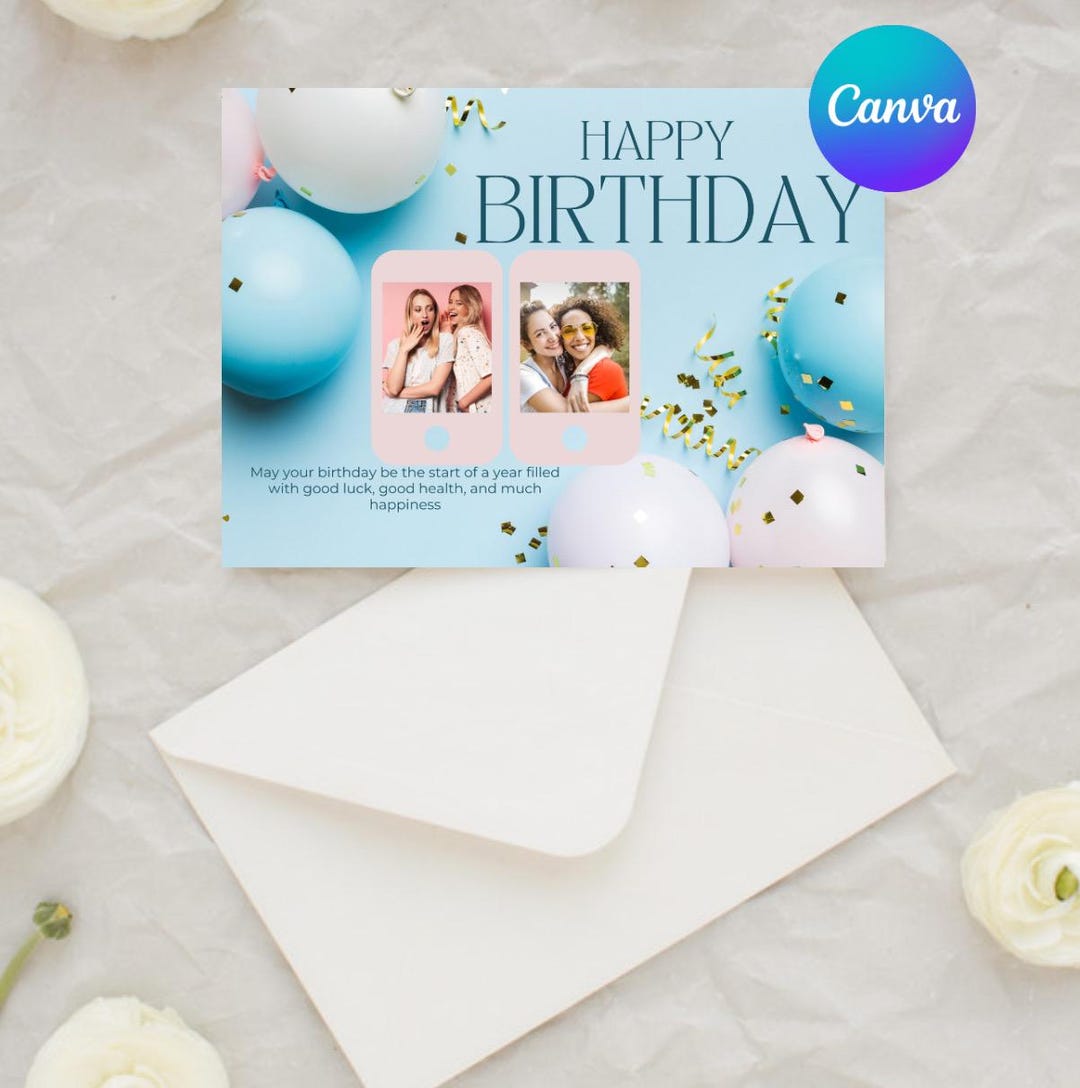 Birthday Card Template Editable Birthday Printable Birthday Card ...