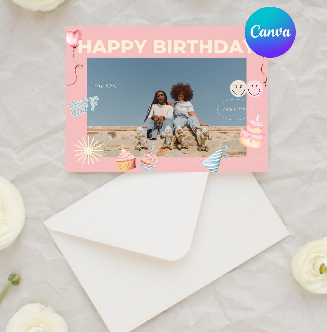 Customizable Birthday Card Birthday Template editable Birthday Card ...