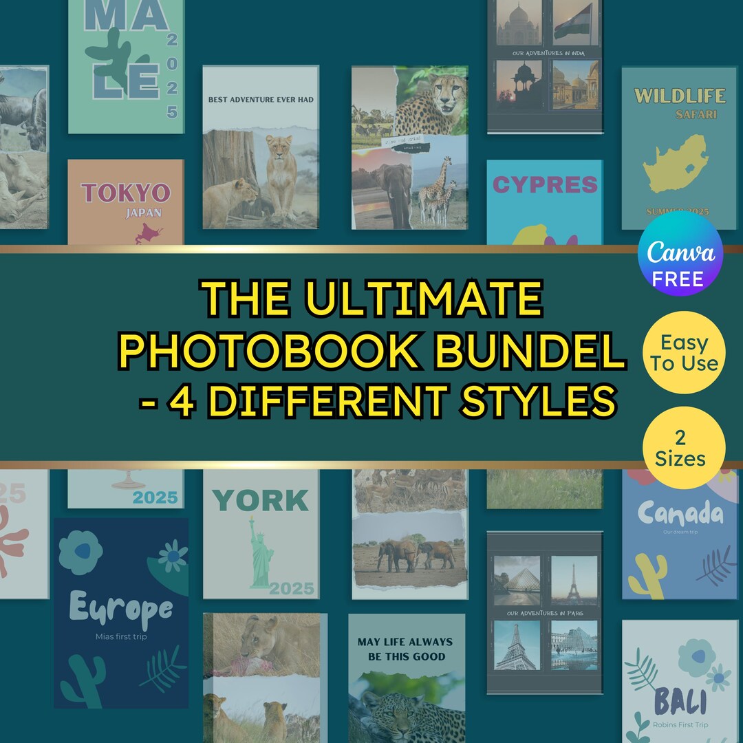 All-in-one Canva Photo Book Bundle: Design Your Wedding Album, Travel ...