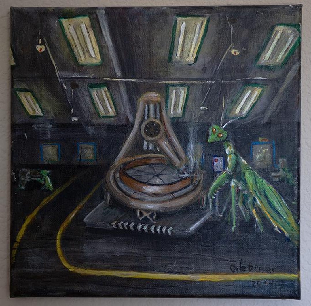 Original Outer Space Alien Artwork Painting, Hand-painted, One of a ...