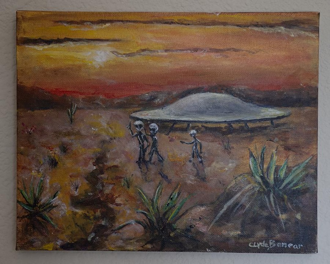 Original UFO Alien Artwork Painting, Hand-painted, One of a Kind - Etsy