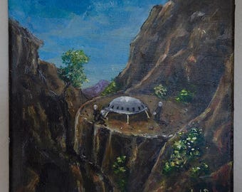 Original UFO Outer Space Alien Painting, Hand-painted, One of a Kind. I ...