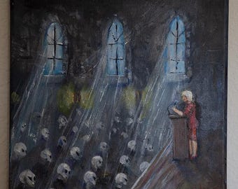 Original UFO Outer Space Alien Painting, Hand-painted, One of a Kind. I ...