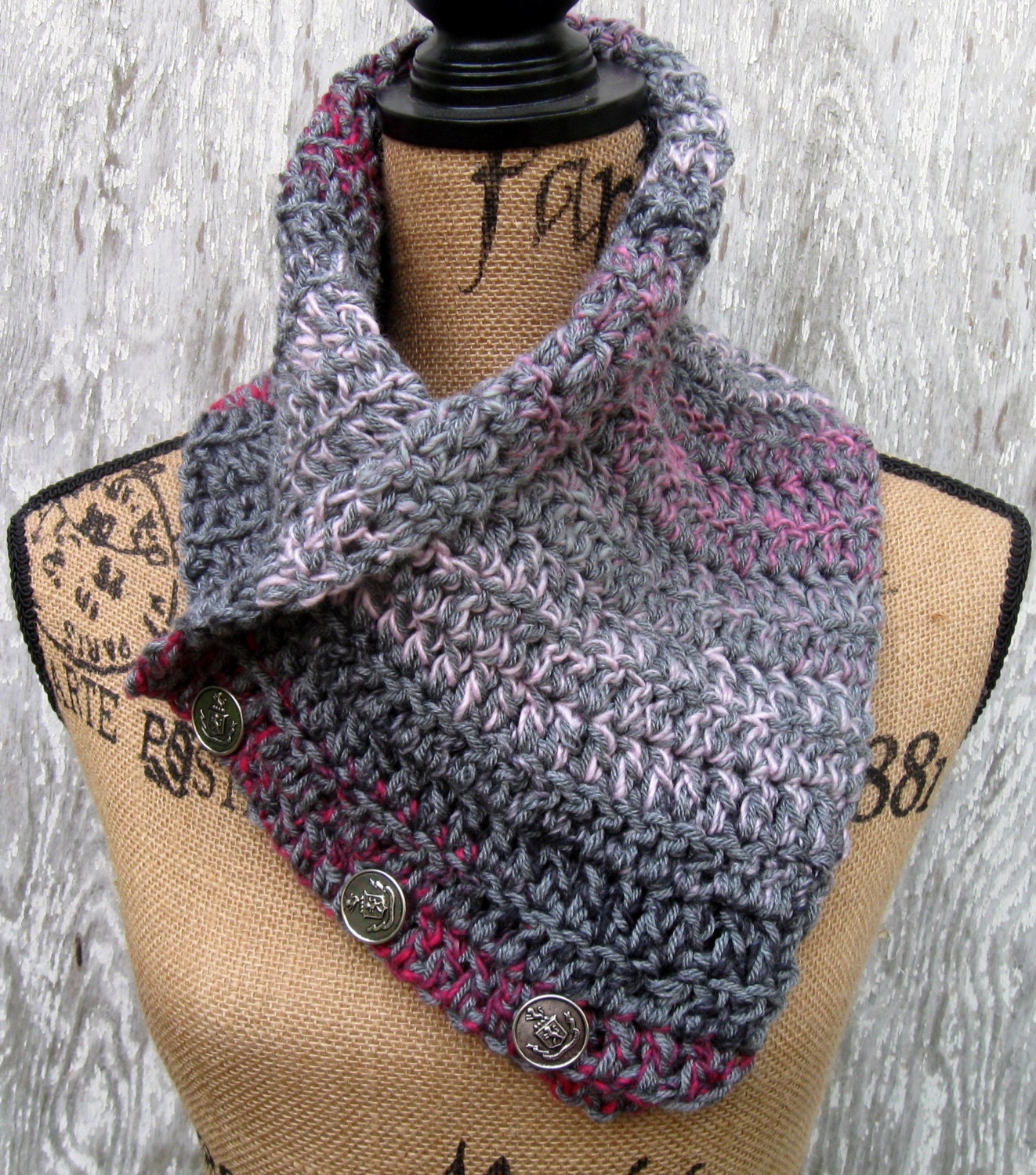 3 Button Cowl Pattern Crochet Pattern Scarf Pattern Easy - Etsy
