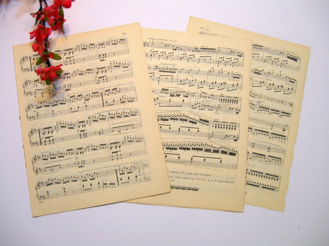 Music Sheets Vintage Paper 15 Sheets Distressed Aged Some - Etsy