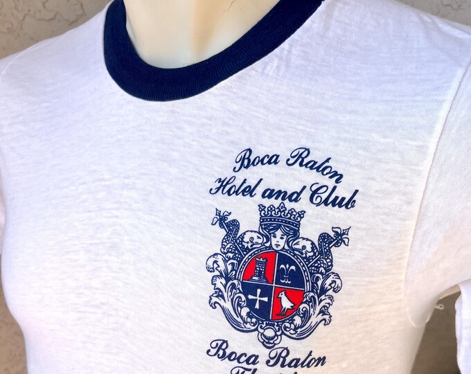 1980s Vintage Boca Raton Hotel and Beach Club Ringer T-shirt – White ...