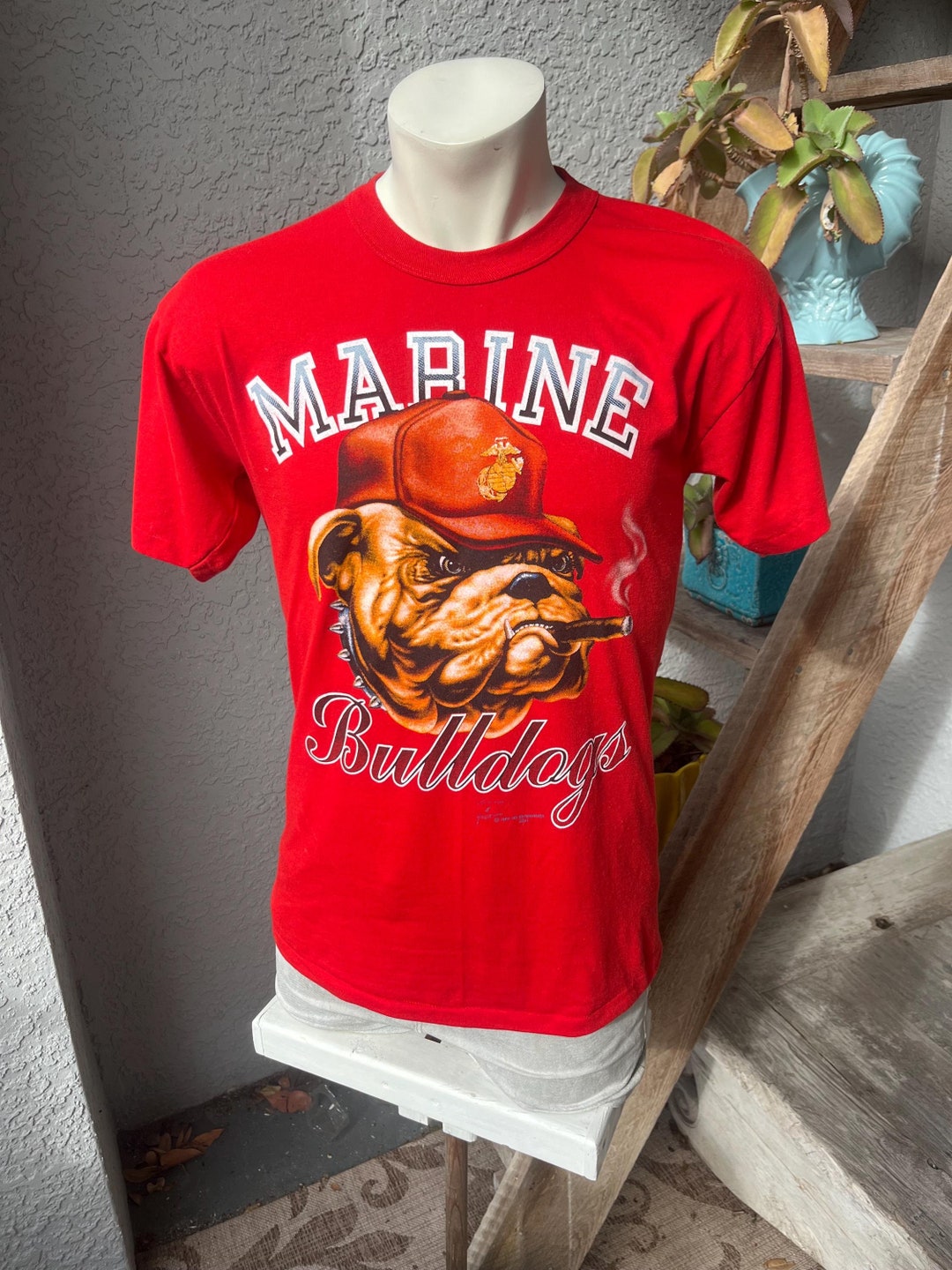 United States Marines Corps 1980s Vintage T-shirt With Bulldog Mascot ...