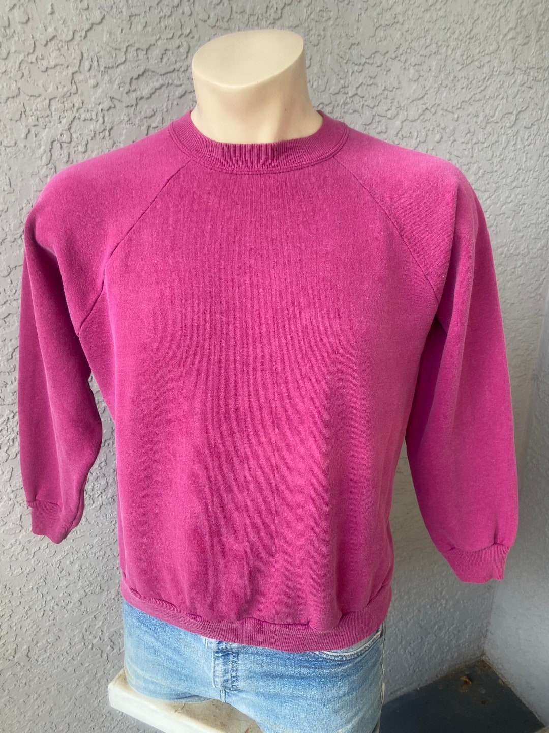 1990s Heather Raspberry Red Blank Vintage Sweatshirt - Size Large - Etsy