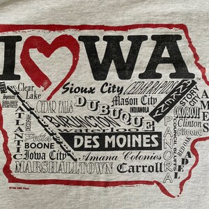 I Love Iowa State Map 1980s Soft Vintage T-shirt Grey Size Large - Etsy