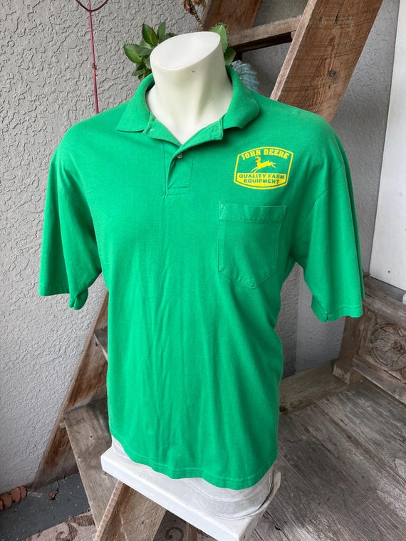 John Deere 1990s vintage collared uniform polo shirt … - Gem
