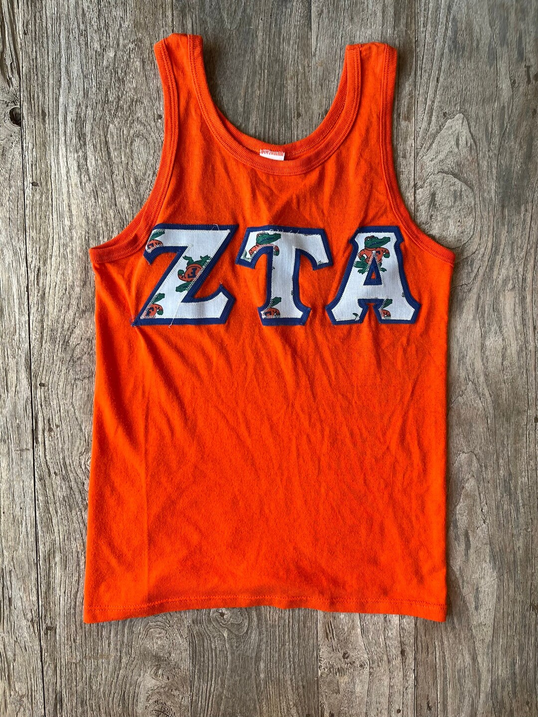 Zeta Tau Alpha 1980s Vintage University of Florida Tank Top - Orange ...