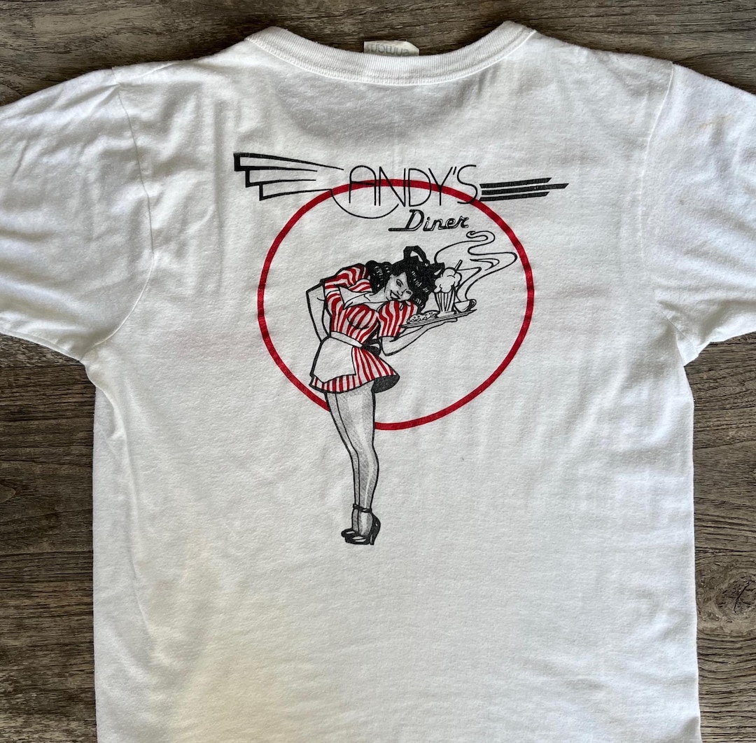 1980s Andy's Diner 1980s Vintage Ringer T-shirt - White Size Medium ...