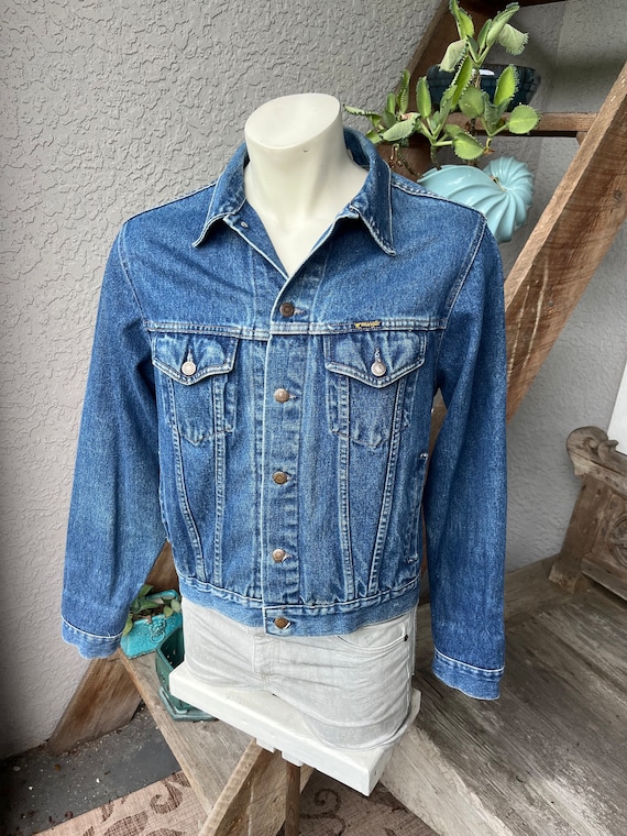 Wrangler 1980s jean jacket vintage denim size 46 larg… - Gem