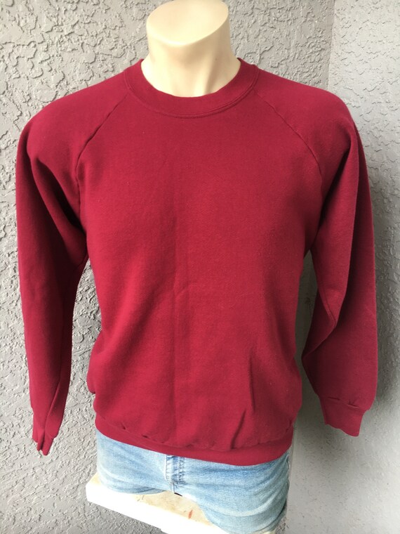 Deep red 1990s blank soft vintage sweatshirt - size XL - Gem