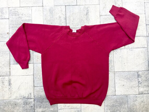 Deep red 1990s blank soft vintage sweatshirt - size XL - Gem
