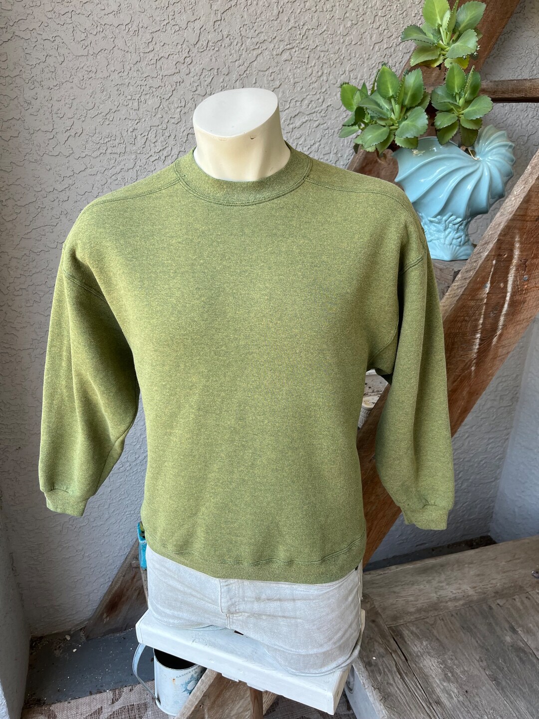 Vintage 1980s Soft Blank Heather Drab Green Sweatshirt - Size Medium - Etsy