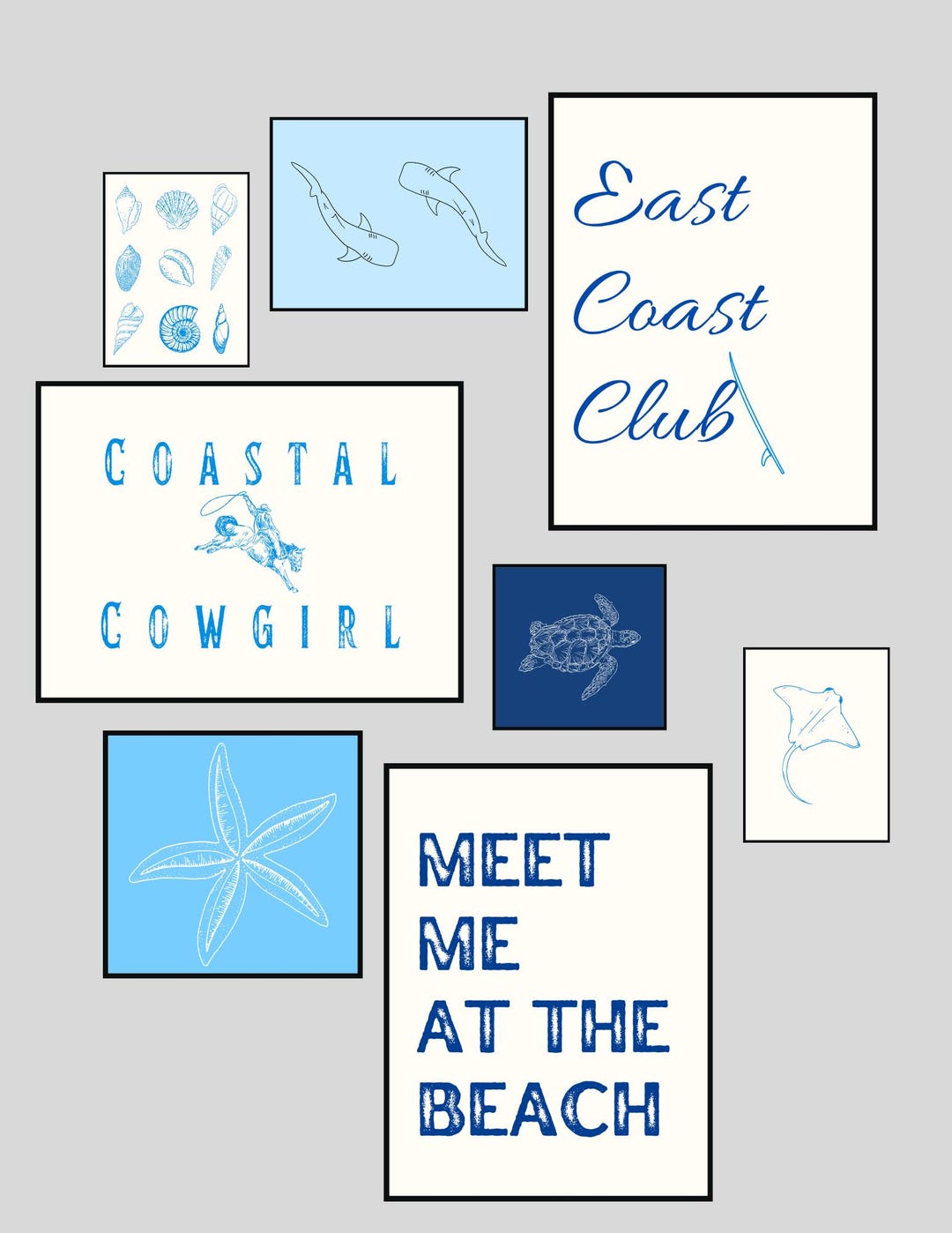 Beach-themed Printable Posters (set of 8) - Etsy