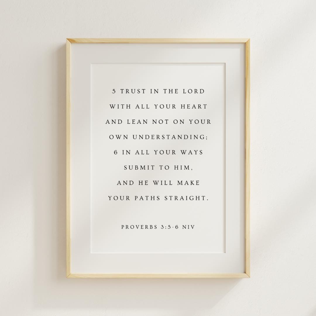 Proverbs 3:5-6 Bible Verse Wall Art Christian Printable Modern Decor ...